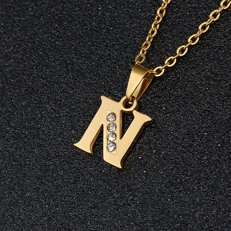 Letter N Necklace, Lucky English Letter Couple Pendant Pendant Clavicle ...